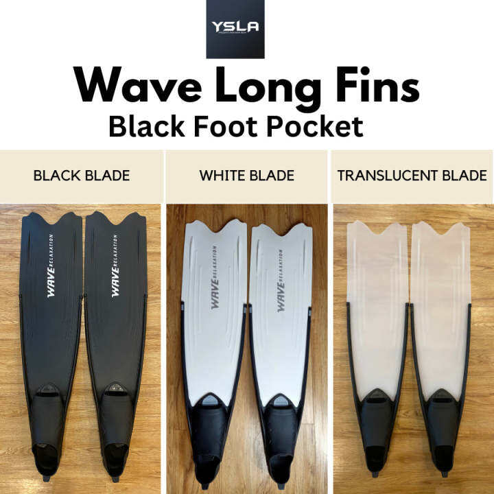 Wave Freedive and Spearfishing Long Freediving Fins Black Foot Pocket ...