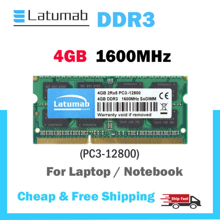 Latumab DDR3 RAM 4GB 1600MHz Laptop Memory PC3-12800 204Pins SODIMM 1.5V Memoria RAM DDR3 ...