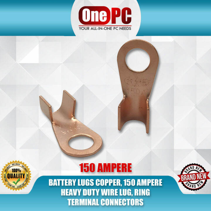 BATTERY LUGS COPPER, 150 AMPERE HEAVY DUTY WIRE LUG, RING TERMINAL ...