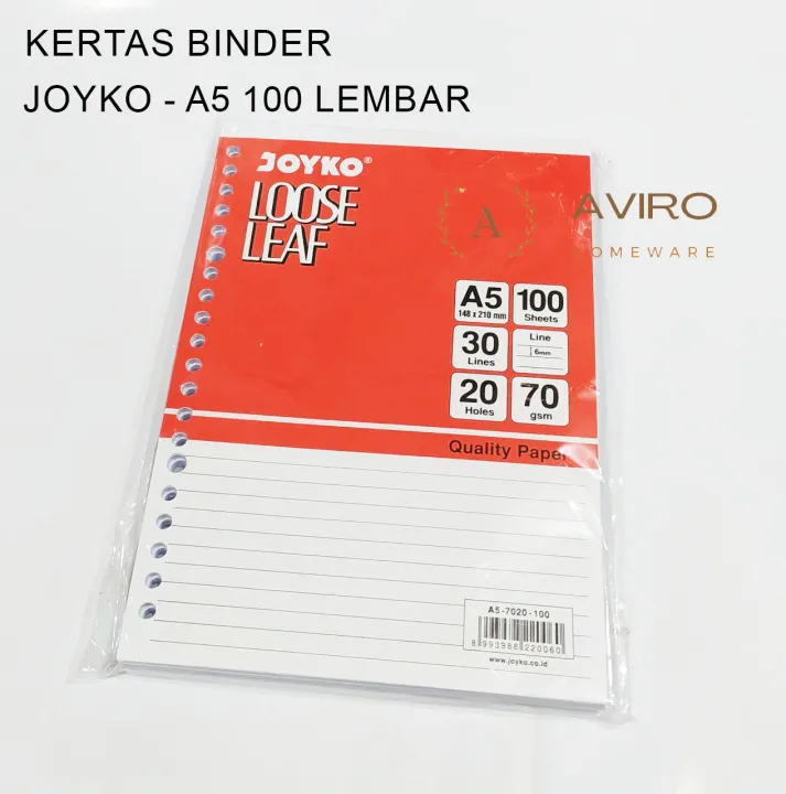 Kertas Binder A5 JOYKO Loose Leaf Kertas Binder isi 50 Lembar / isi 100 ...