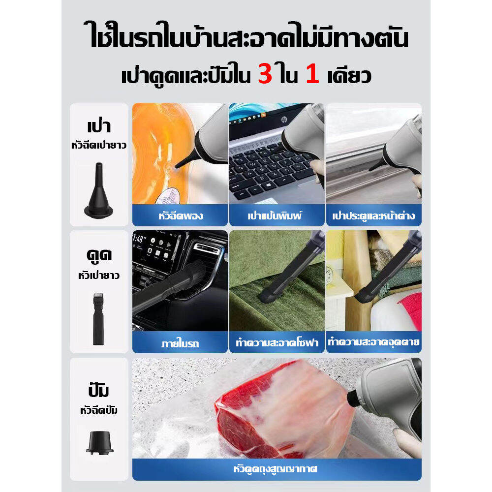 【20000PA ดูด/สูบ/เป่าได้ 3น1】BOYUN เครื่องดูดฝุ่นในรถ เครื่องดูดในรถ ที่ดูดฝุ่นเครื่องดูดฝุ่นไร ...
