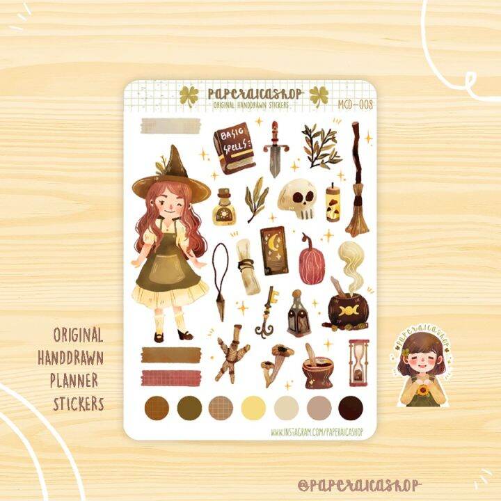 Cute Girl Witch Stickers, Magical Stickers, Witch Girl Stickers ...