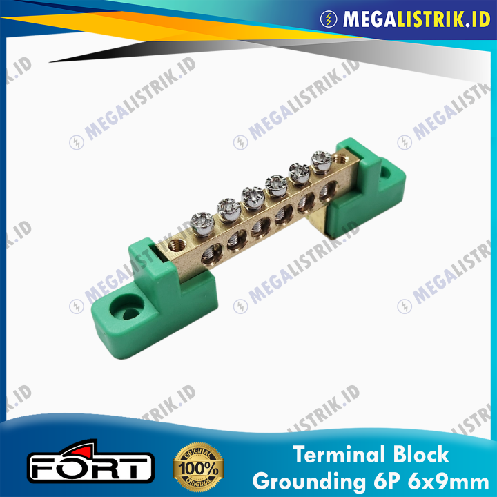 TERMINAL BLOCK GROUNDING 6P 6X9 MM / TERMINAL BLOK KABEL LISTRIK GROUND ARDE 6 POLE 6 X 9 MM M4 ...