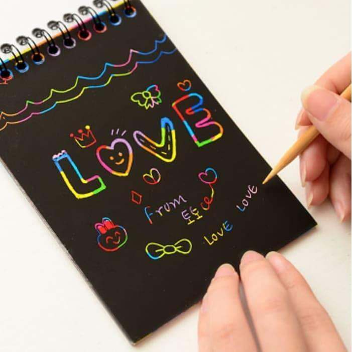 Scratch Note Set - Buku Sketsa Besar Mengambar Melukis Warna-Warni (12 ...
