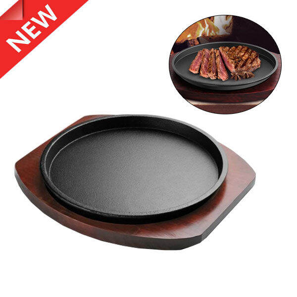 ROUNDSIZZling - Cast Iron Steak Dish Sizzle Food Serving Tray Nonstick ...