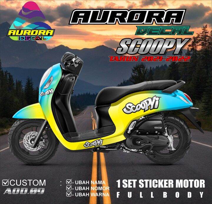 Decal Dekal Sticker Stiker Striping scoopy SCOOPY TERBARU FULL BODY DESIGN simpel viral POLOS ...