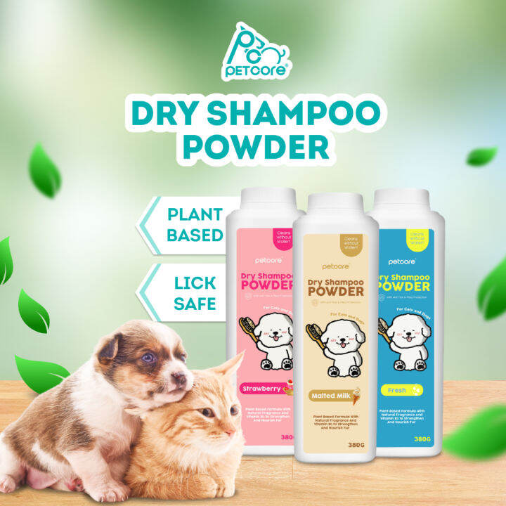 Petcore Dry Cleaning Powder for Cats and Dogs 380g No Rinse Waterless ...