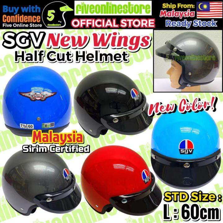 New SGV Wing Helmet 3 Button Topi Keledar SGV Helmet Steng Separuh L ...