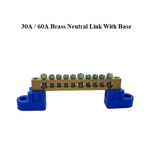 60A NEUTRAL LINK / NEUTRAL LINK BAR / SCREW BRASS BAR WITH BASE - 6, 8 ...