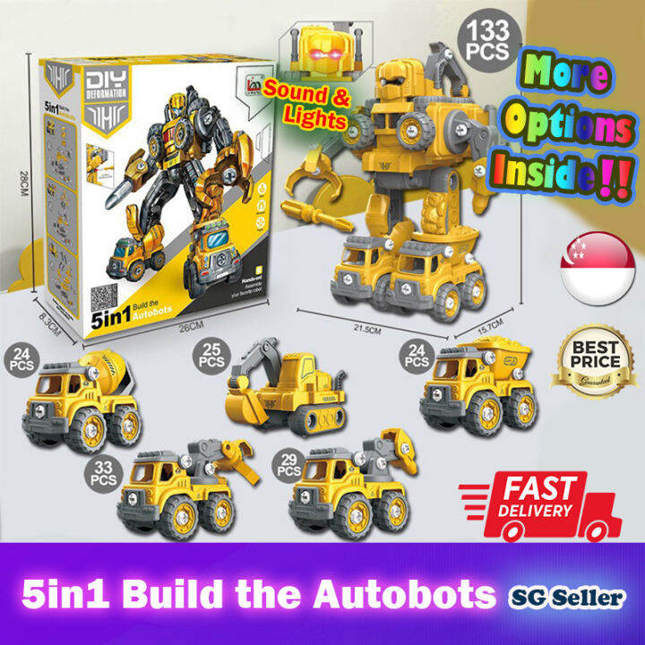 【SG Ready Stock】5in1 Build The Autobots Transformer Robot Toy ...