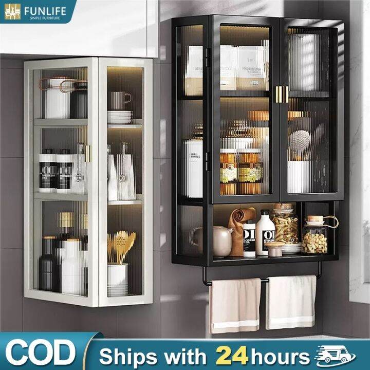 ۩ Glass Hanging Cabinet Kitchen Cabinet Transparent Display Cabinet for ...