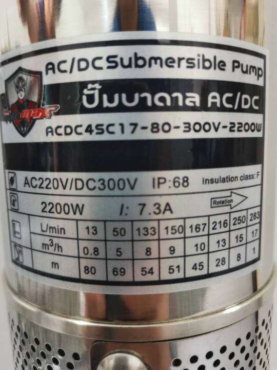 MITSUMAX ปั๊มบาดาล AC/DC 2 ระบบ 2200W 17 คิว 80 ม. ท่อน้ำ 2" บ่อ 4" รุ่น ACDC4SC17-80-300V-2200W ...