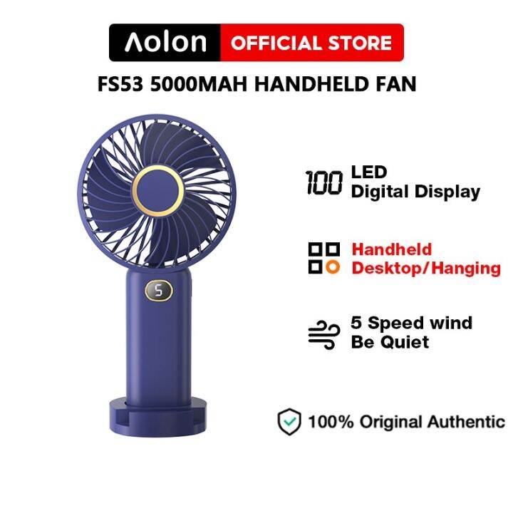 Aolon FS53 Portable Ture 5000mah Electric Fan Mini Rechargeable 5-Speed ...