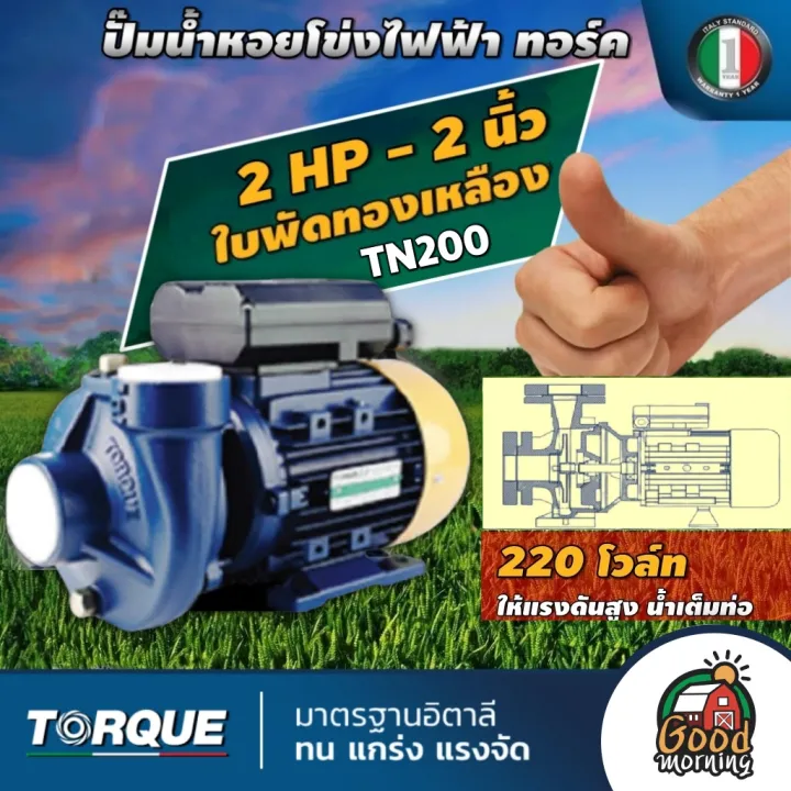 TORQUE 🇹🇭 ปั๊มไฟฟ้า รุ่น TN200 ขนาด 2 นิ้ว 2 แรงม้า 220V หน้าหมู ทอร์ค ปั๊มน้ำหอยโข่ง ปั๊มน้ำ ...