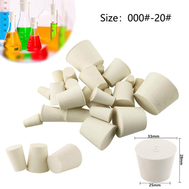 1/5pcs Laboratory Rubber Plug Bungs Flask Tapered Tube Solid White ...