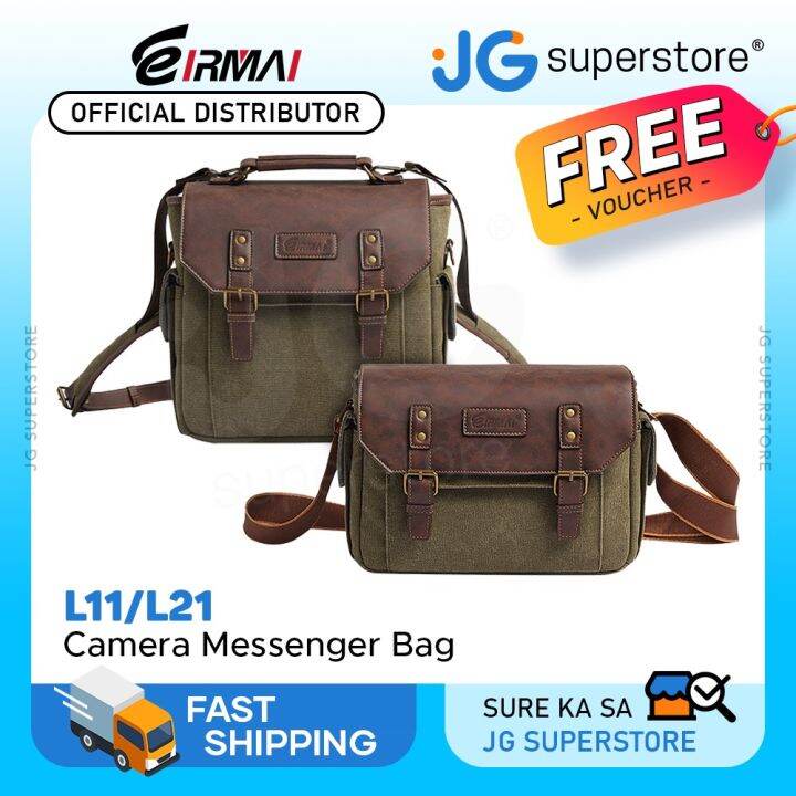 Eirmai PU Leather Digital Camera Messenger Bag for DSLR, SLR, Mirrorless Camera, Tablet ...