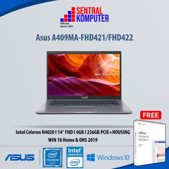 Asus A409MA - Intel Celeron N4020-4GB-256GB - Win 10 Home-OHS19 ...