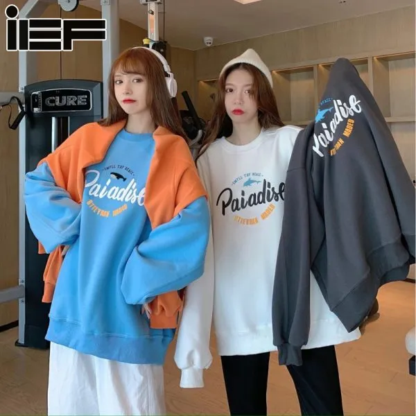 IEF 2022ขนาดกลางยาวญี่ปุ่นและเกาหลีใต้หลวมขนาดบวกเสื้อกันหนาวหมวกไม่มีเสื้อกันหนาวหมวกแขนยาว ...