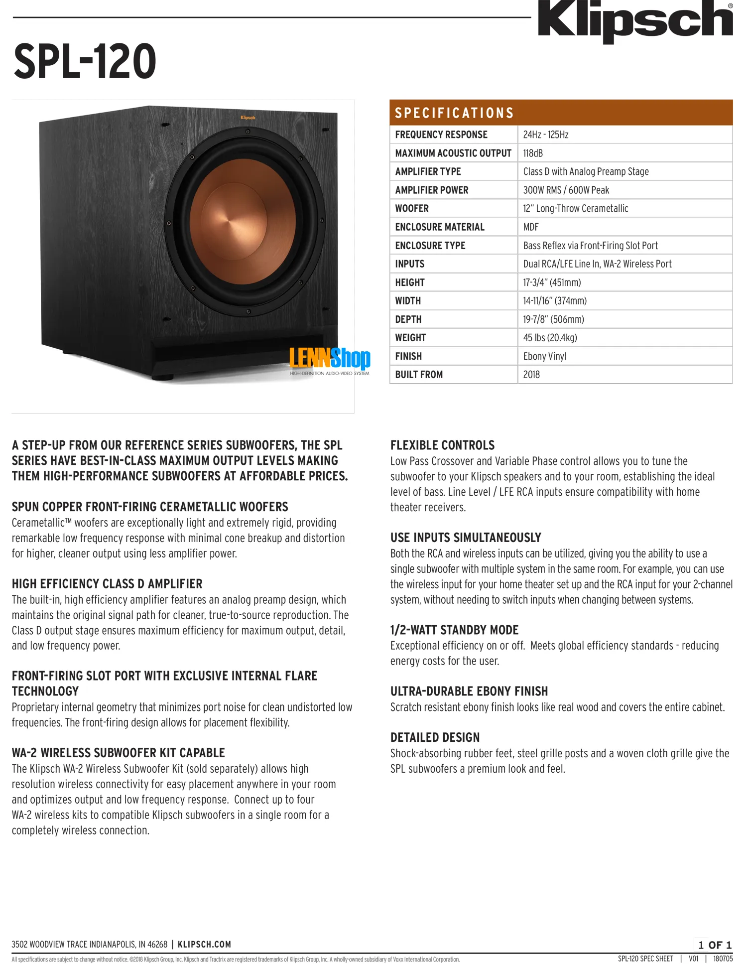 KLIPSCH : SPL-120 Subwoofer 12 ดำ One | Thisshop