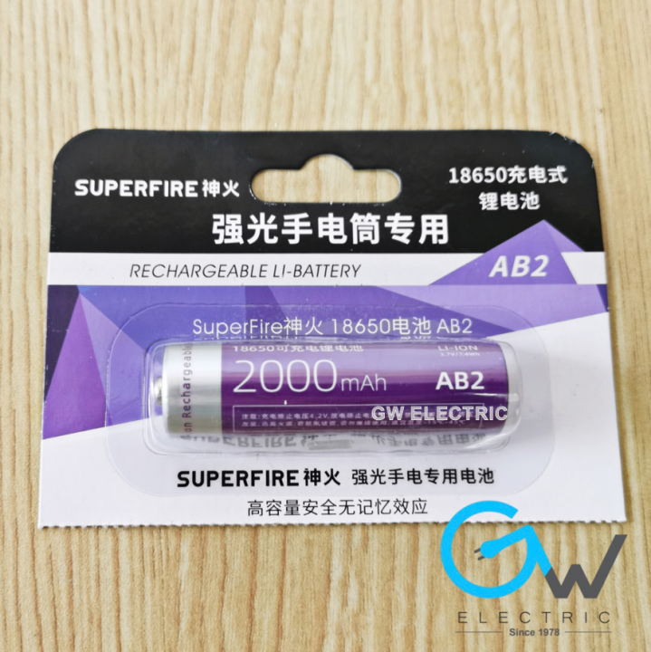 1pc SUPERFIRE 18650 2000mah 3.7V Li-Ion Rechargeable Battery / Battery ...
