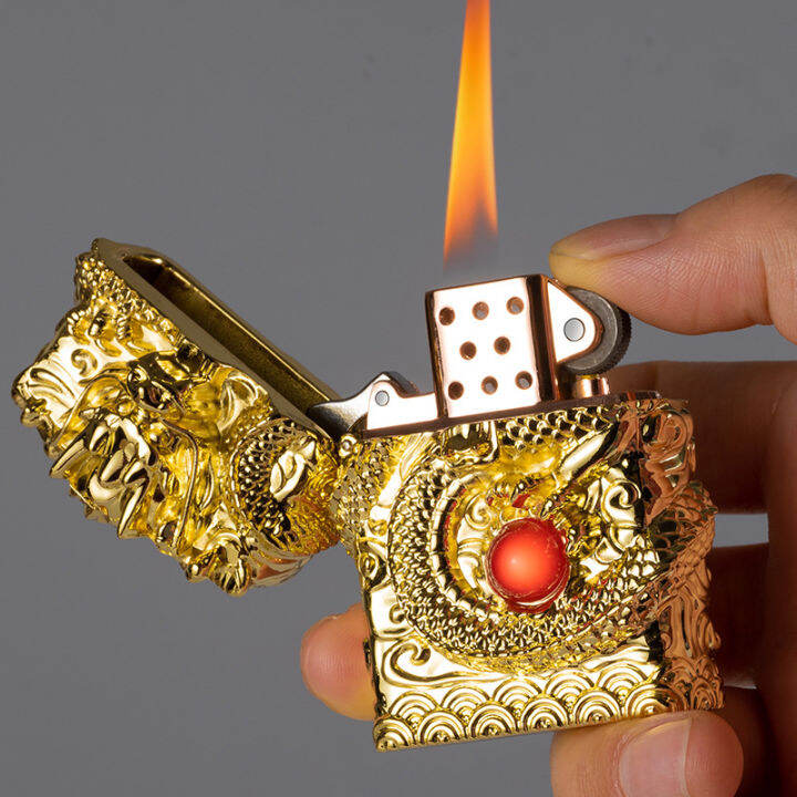 Creative Retro Heavy Armor Brass Kerosene Windproof Lighter Cigarett ...