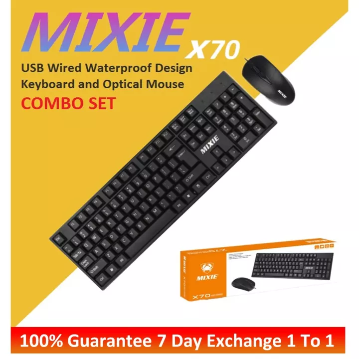 MIXIE X70 USB Wired Waterproof Design Keyboard and Optical Mouse Combo | Lazada