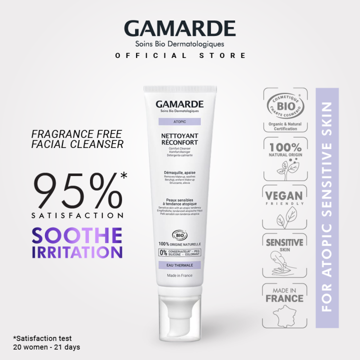 GAMARDE ATOPIC Organic Comfort Facial Cleanser 100ml, Fragrance Free ...