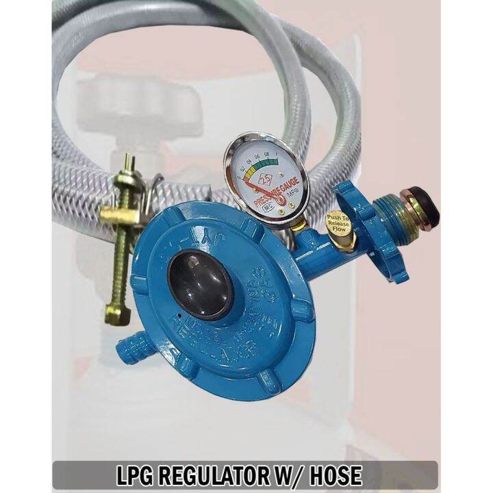 ☁1SET LPG Regulator with Gauge Automatic Shut Off Safety Pin +GAS HOSE ...