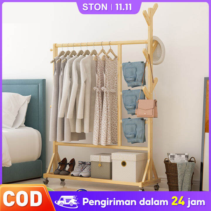 BM Rak Baju Celana Dengan 4 Roda/Gantungan Baju Celanan/Rak Gantung ...