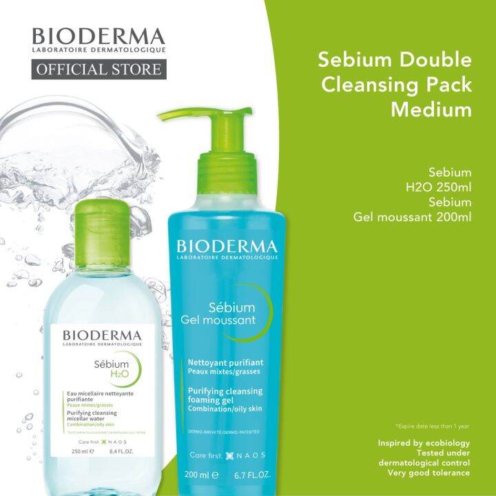 Bioderma Sebium Double Cleansing Pack Medium - Micellar Water & Facial ...