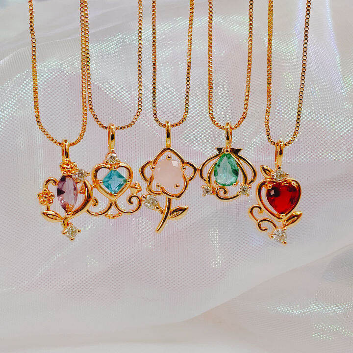 Fiona Jewelry 18k Rose Gold Plated Crystal Princess Pendant Necklace ...