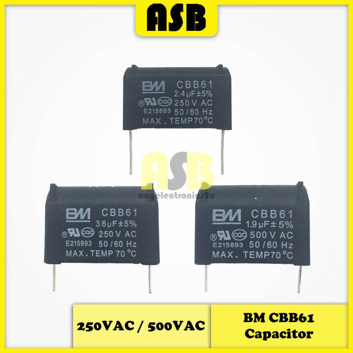 (1pc) BM CBB61 Capacitor ( 1.9UF / 2.4UF / 3.6UF ) ( 250VAC / 500VAC ...