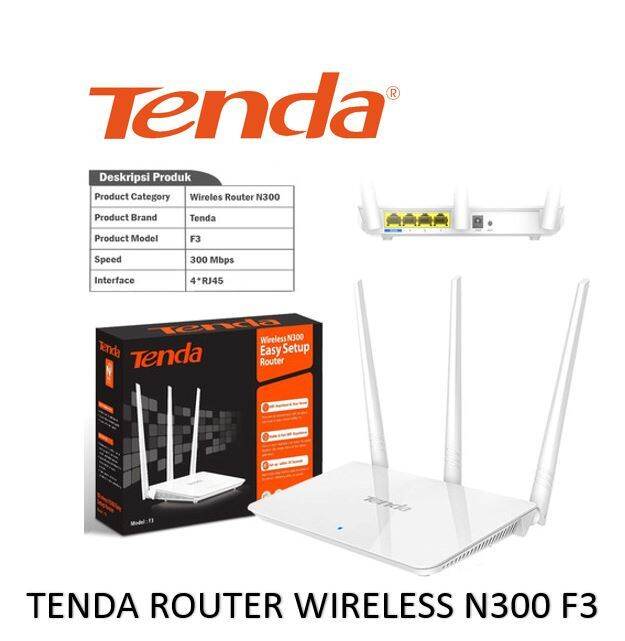 TENDA WIRELESS ROUTER N300 F3 3 ANTENA | Lazada Indonesia