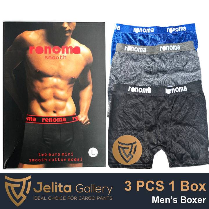 Men Boxer / Seluar Dalam / Spender / Underwear 3pcs in 1 Box (High ...
