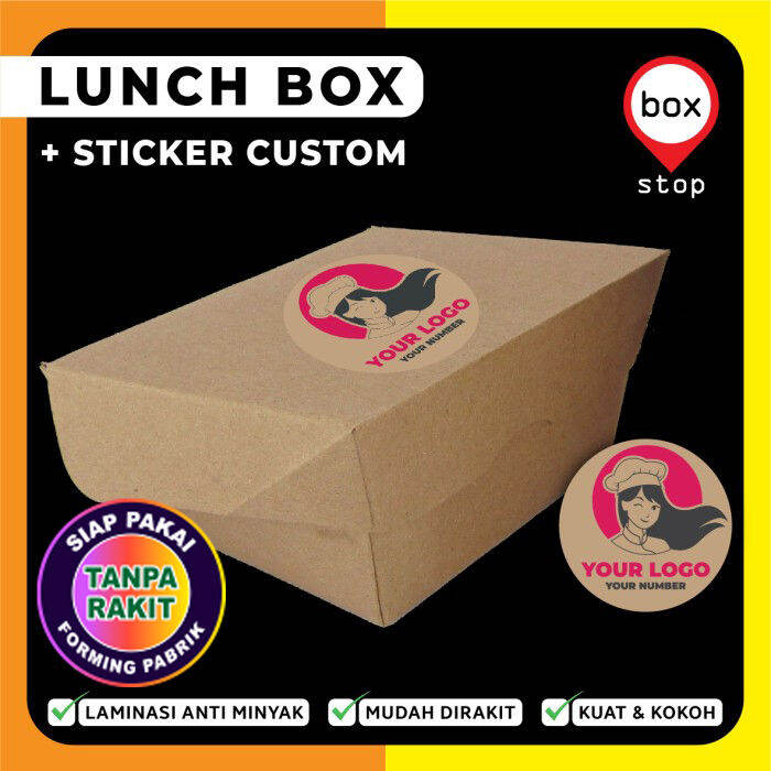 Lunch Box - KRAFT COKLAT - S + Stiker Logo 4 cm (75 pcs) | Lazada Indonesia