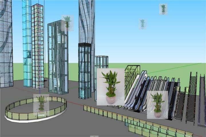 Sketchup su model of modern glass vertical elevator su parallel ...