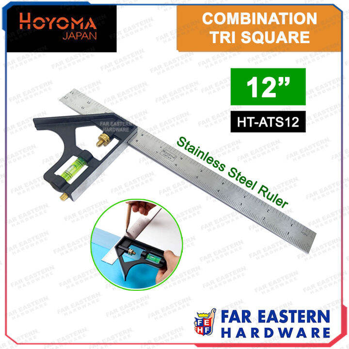 HOYOMA Combination Tri Square Level Angle Ruler 12" HT-ATSL12 HYHT ...