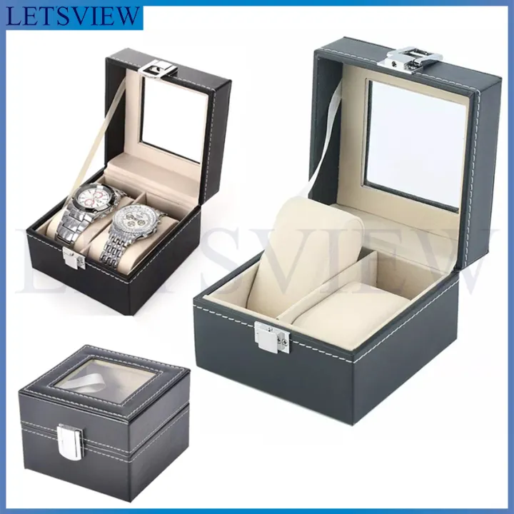 LETSVIEW 2 Slot Travel Leather Watch Box With Custom Watch Case With ...