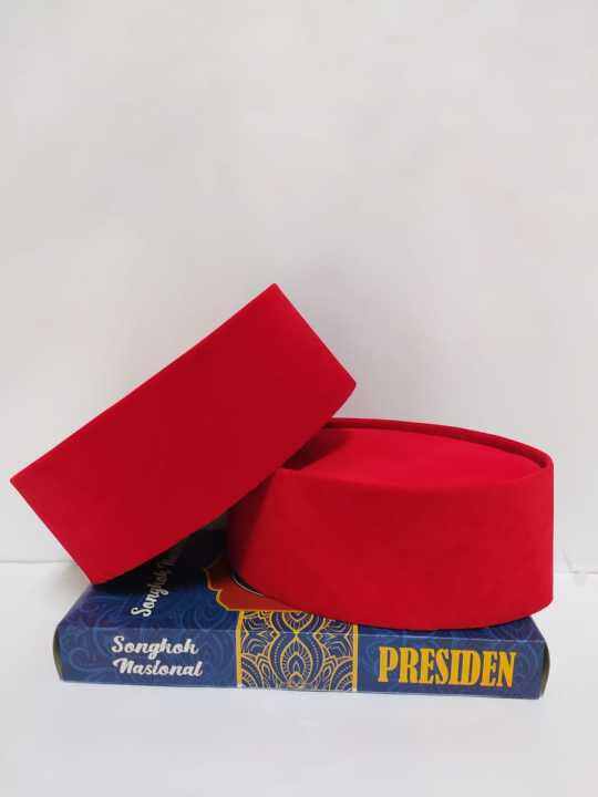peci merah polos tinggi 9 bahan bludru songkok nasional presiden ...