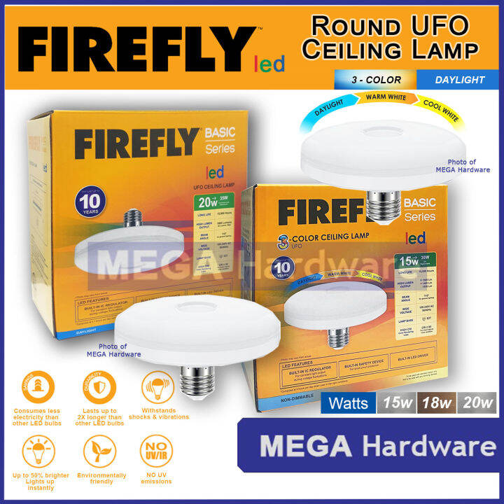 Firefly LED UFO Ceiling Bulb 15W 18W 20W Watts (3 Colors Daylight, Cool ...