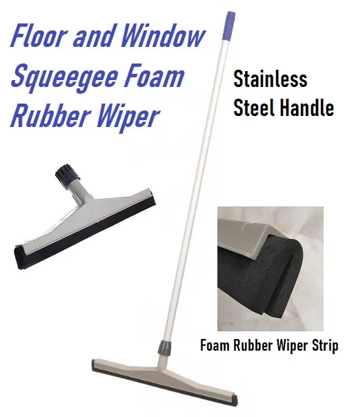 Floor and Window (56cm) Squeegee Foam Rubber Wiper with Stainless Steel ...