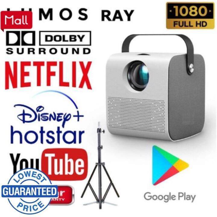 ☎ LUMOS Ray Projector Q3pro/Y8 Built-in App Android Pro Smart Projector ...