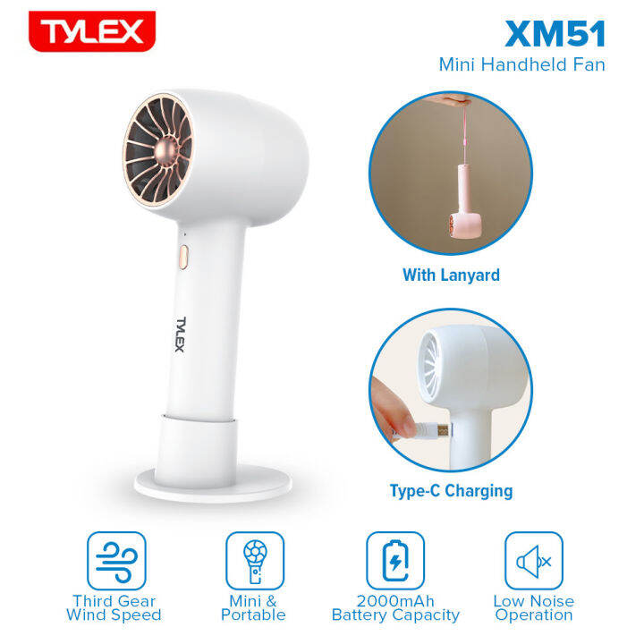 TYLEX XM51 Portable Mini Handheld Fan Desktop Fan Charging Base 3 Gear ...