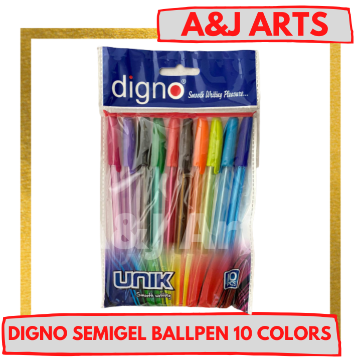 Digno Unik Neon 10 Colors Semi-gel Ballpen Ball Pen 10 Colors Set For ...