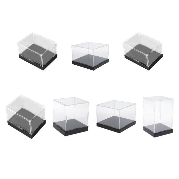Transparent Acrylic Display Case Black Base Container for Cosmetics ...