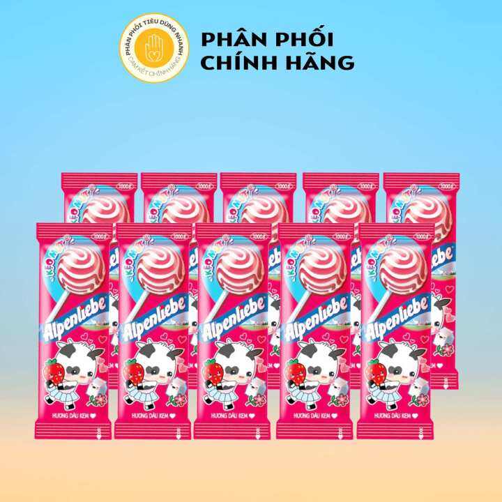 Dây 10 Cây Kẹo Mút Alpenliebe Vị Dâu 95g | Lazada.vn