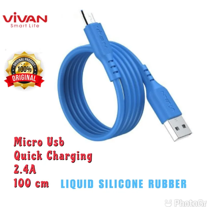 Kabel data Vivan VSM100 2.4A Micro Silicone Full SR Coverage Quick ...