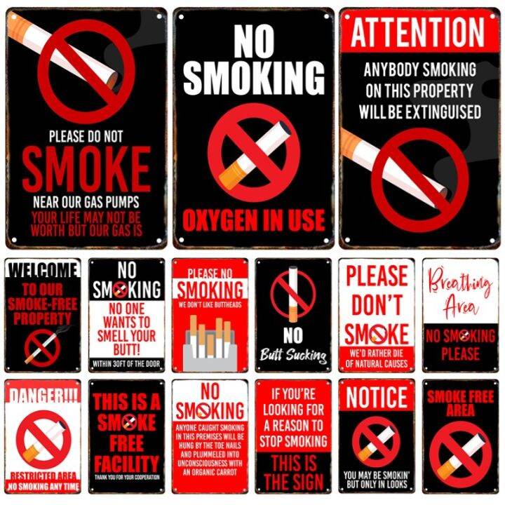 No Smoking Metal Signage Advertising Plaque Warning Sign Home ...