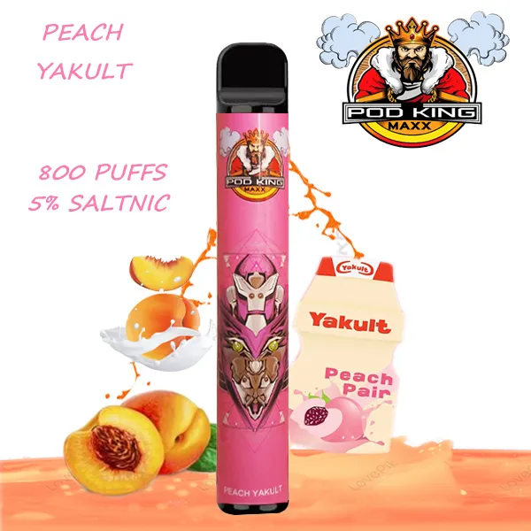 POD KING MAXX Puff Plus 800 PUFFS (PEACH YAKULT) smoke vapers full set ...