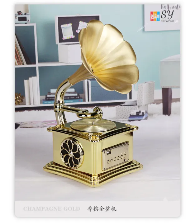 SY European-style mini desktop gramophone old-fashioned pure copper ...